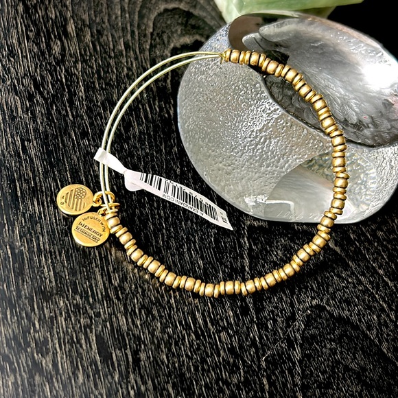 Alex and Ani | Jewelry | Alex Ani Goldtone Metal Beads Slide Bangle | Poshmark
